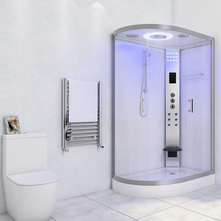 LW20 White Right Handed Offset Quadrant Enclosure & Hydro Shower Cabin ...